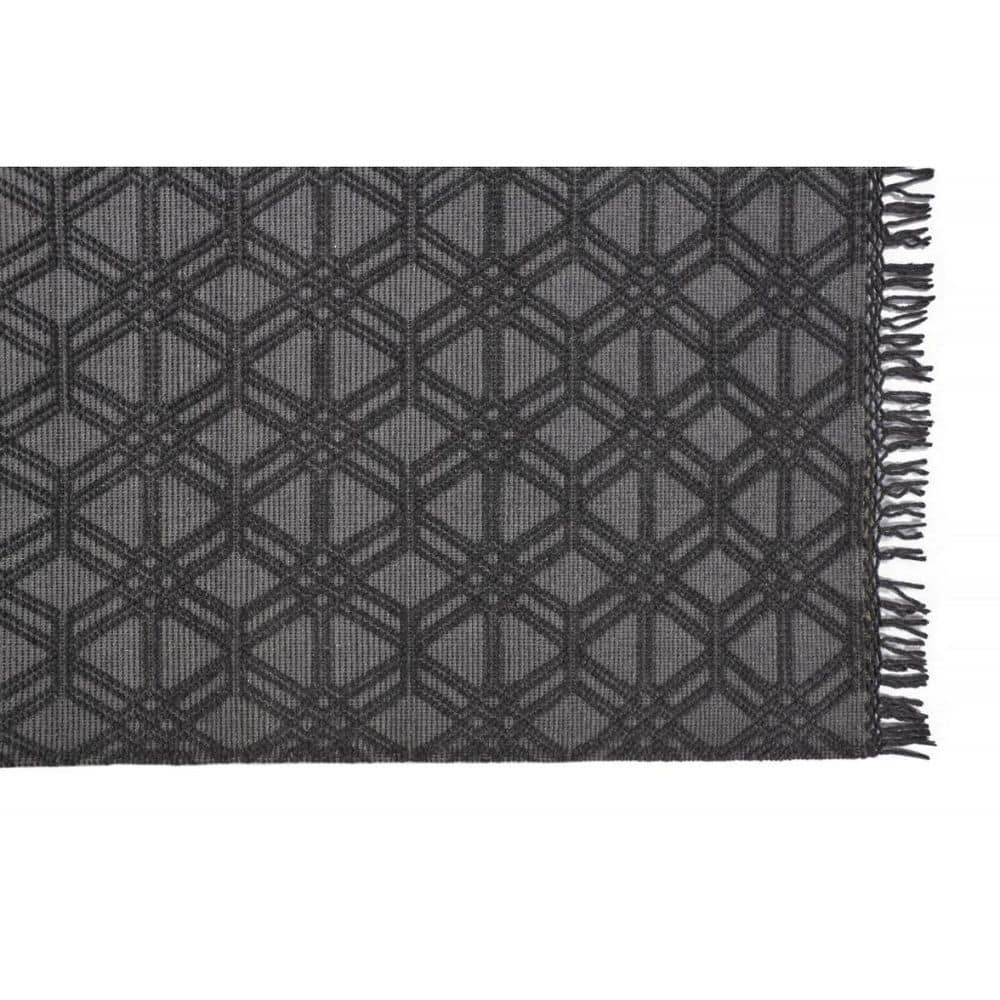 HomeRoots Black, Gray Geometric 2 ft. x 8 ft. Area Rug 2000512357 - The ...
