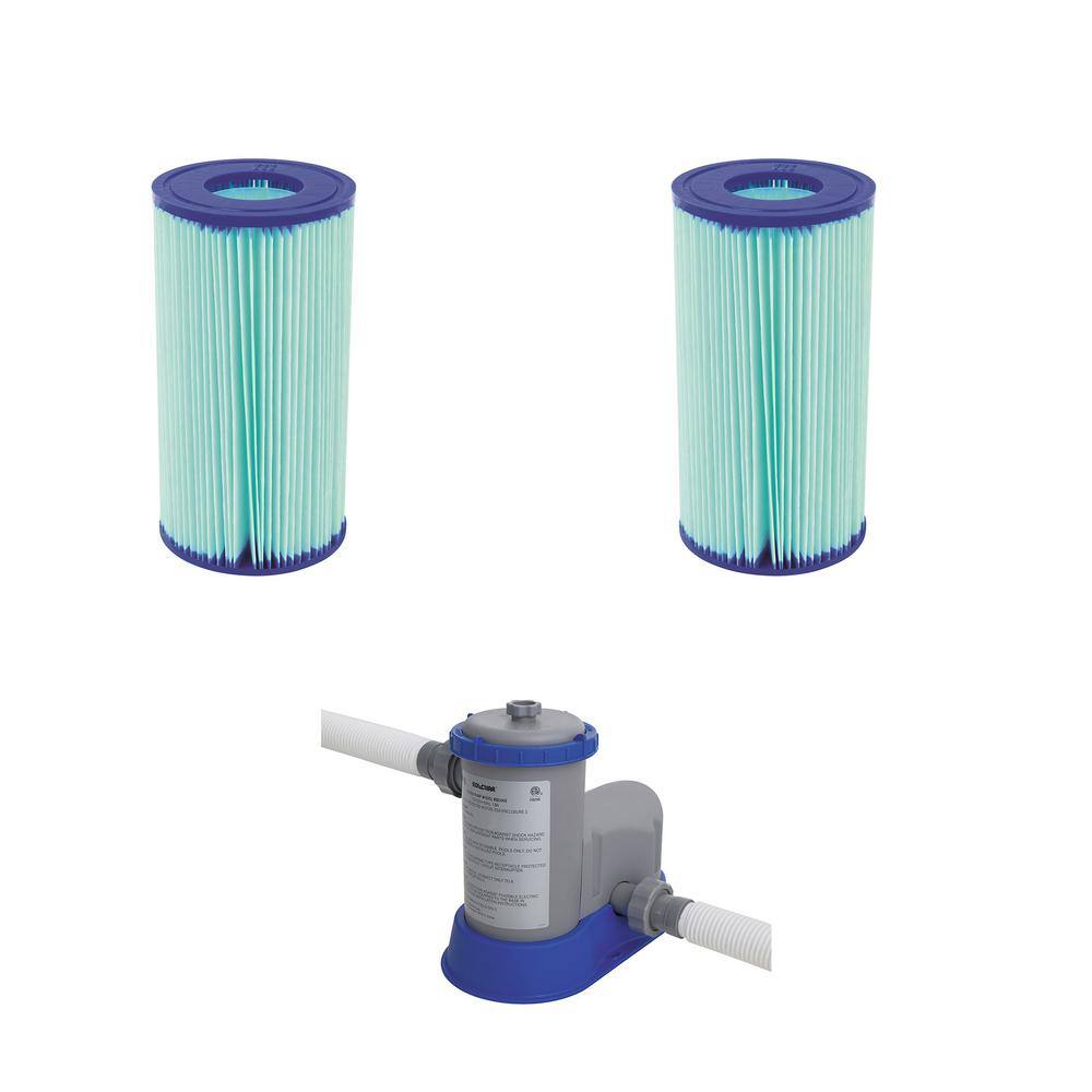 Bestway Flowclear Anti Microbial Type III, A/C Pool Filter (2-Pack) 2 x ...