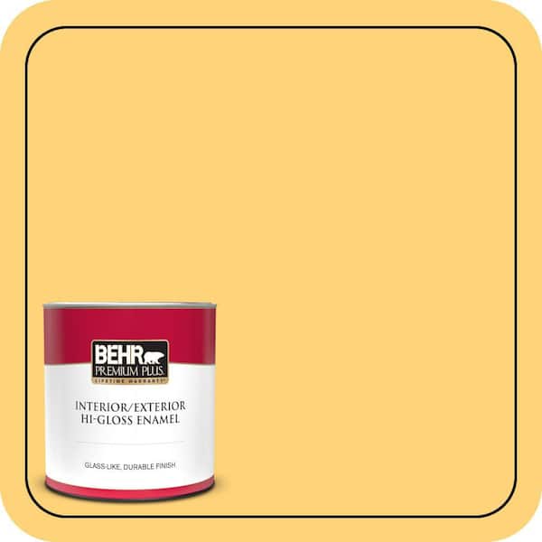 BEHR PREMIUM PLUS 1 qt. #P260-5 Yellow Jubilee Hi-Gloss Enamel Interior ...