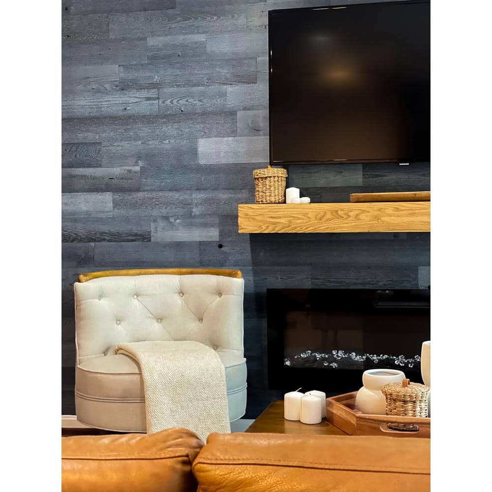Timberchic 1/8 in. x 5 in. x 12-42 in. Peel and Stick Blue Gray Wooden ...