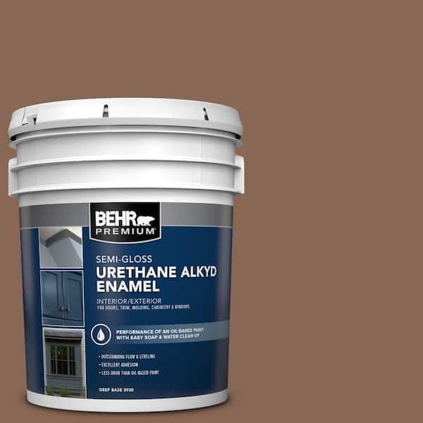 BEHR PREMIUM 5 gal. #PPU3-17 Clay Pot Urethane Alkyd Semi-Gloss Enamel ...