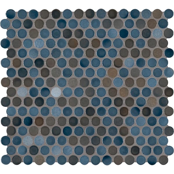 MSI Take Home Tile Sample - Azul Penny Round 4 in. x 4 in. Porcelain ...