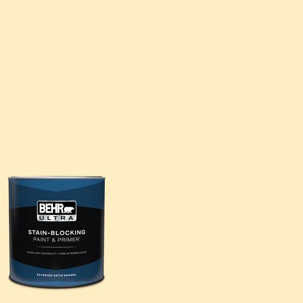 BEHR ULTRA 1 qt. #350A-3 Pale Sunshine Satin Enamel Exterior Paint ...