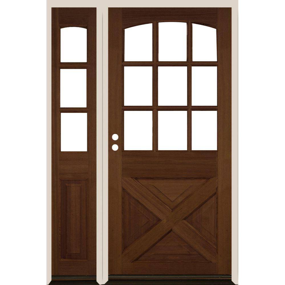 Krosswood Doors 50 in. x 80 in. Farmhouse X Panel RH 1/2 Lite Clear ...