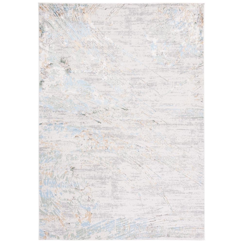 SAFAVIEH Bel Air 5 ft. x 8 ft. Gray/Turquoise Abstract Swirl Area Rug ...