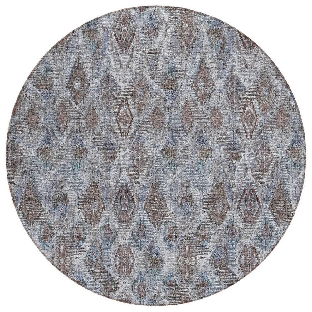 HomeRoots Sky Blue, Silver 8 ft. Round Woven Geometric Polyester Round ...