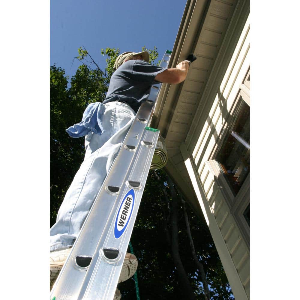 Werner 24 ft. Aluminum Extension Ladder (23 ft. Reach Height) with 225 ...