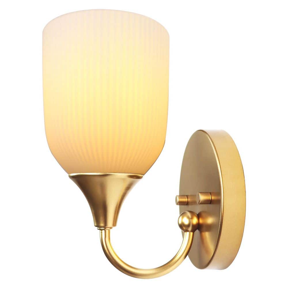 PUDO 5 in. 1-Light Gold LED Bathroom Vanity Light with Vertical Groove ...