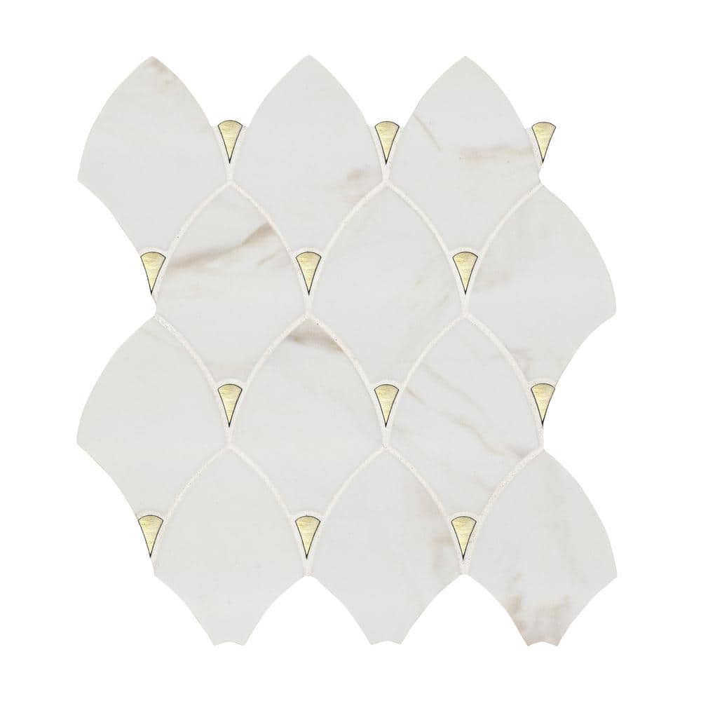 MSI Citadel Gold Trident 11 in. x 12 in. Recycled Glass/Metal Mesh ...