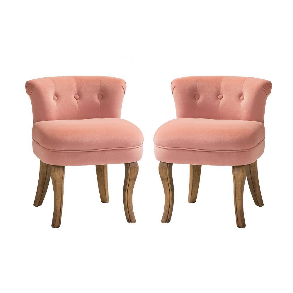 JAYDEN CREATION Nila Pink Vanity Velvet Upholstered Stool Chairs with ...