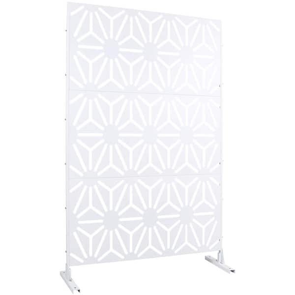 6.3 ft. H x 4 ft. W White Metal Outdoor Privacy Panels Freestanding ...