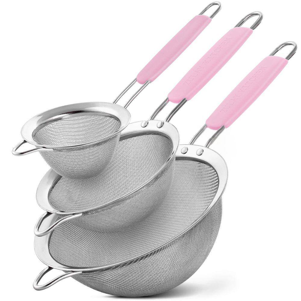 Zulay Kitchen Premium Stainless Steel Fine Mesh Strainer (Set of 3 ...