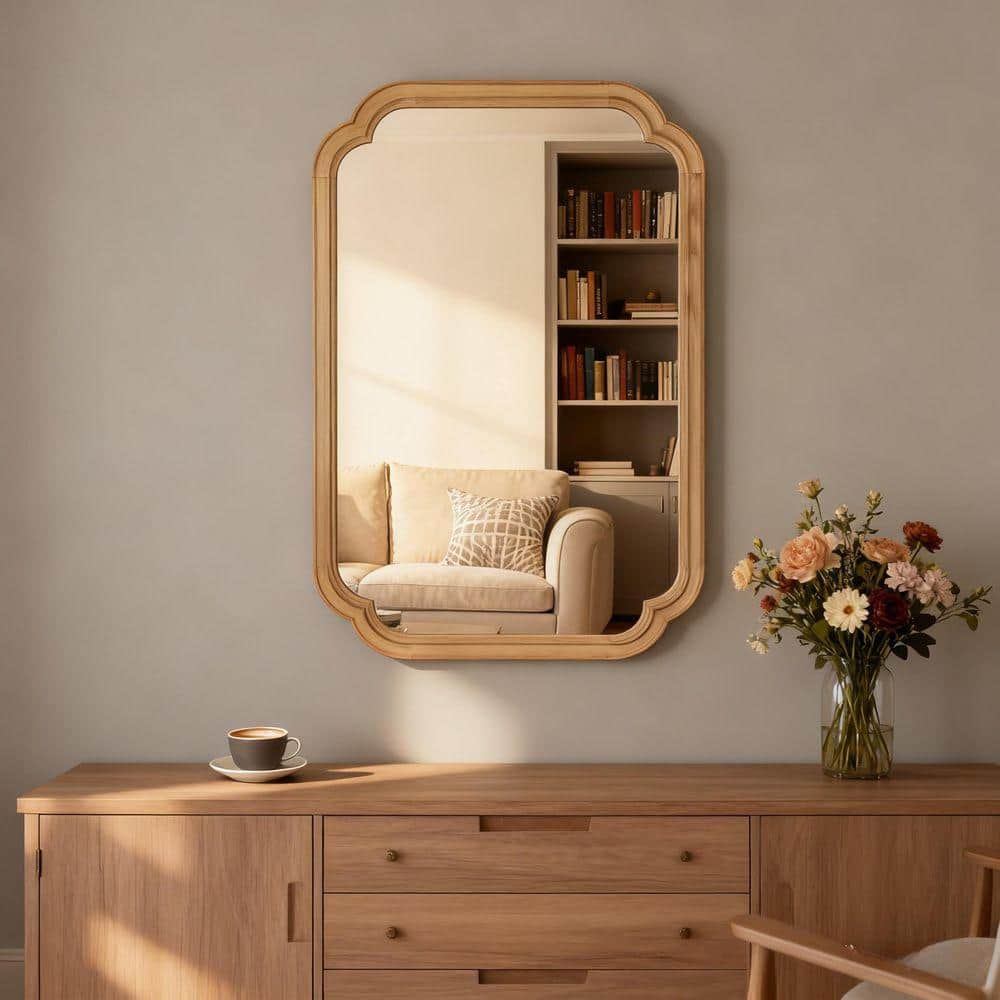 Miscool Ami Light Brown Wood 24 in W x 36 in. H Mid-Century Irregular ...
