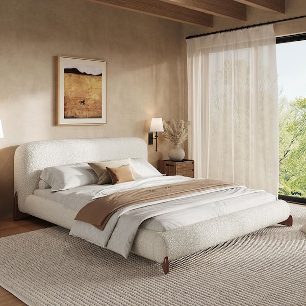 CHRISTOPHER KNIGHT HOME Enlora Modern White Boucle Fabric Upholstered ...