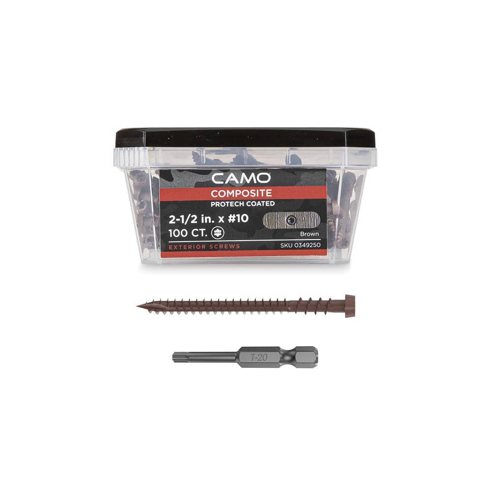 CAMO #10 2-1/2 in. Brown Star Drive Trim-Head Composite Deck Screw (100 ...