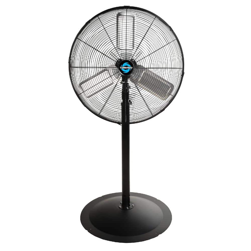 Tornado 24 in. 3-Speed High Velocity Metal Pedestal Fan in Black with ...