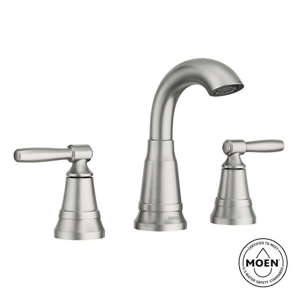 MOEN Halle 8 in. Widespread 2-Handle High-Arc Bathroom Faucet in Spot Resist Brushed Nickel ...