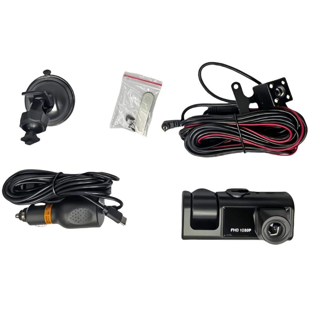 Lukyamzn 3-Lens Car Dash Cam Video Recorder with Front Inside Rear ...