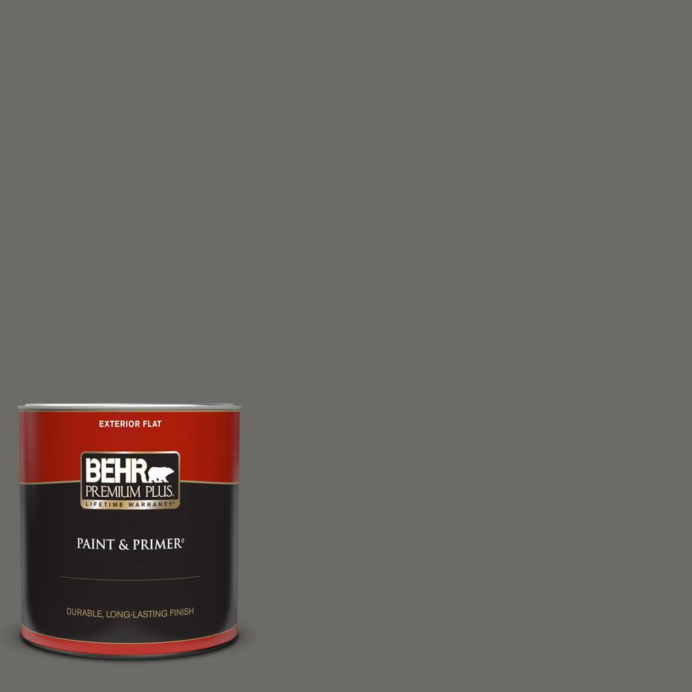 BEHR PREMIUM PLUS 1 qt. #PPU18-18 Mined Coal Flat Exterior Paint ...