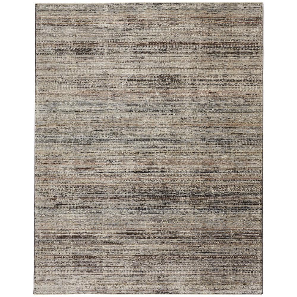 HomeRoots Gray and Ivory Abstract 10 ft. x 13 ft. Area Rug 2000512490 ...