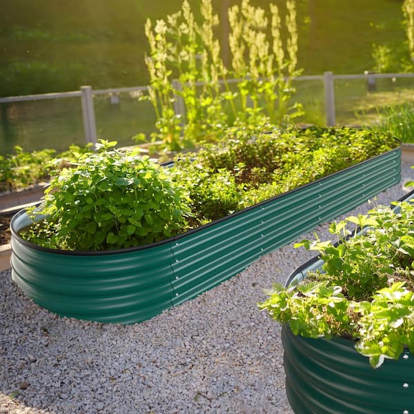 VEIKOUS 8 ft. x 2 ft. x 1 ft. Galvanized Steel Raised Garden Bed ...