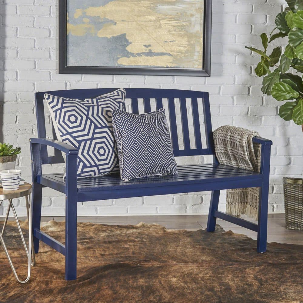 Blue Wood Outdoor Bench ZN-2179 - The Home Depot