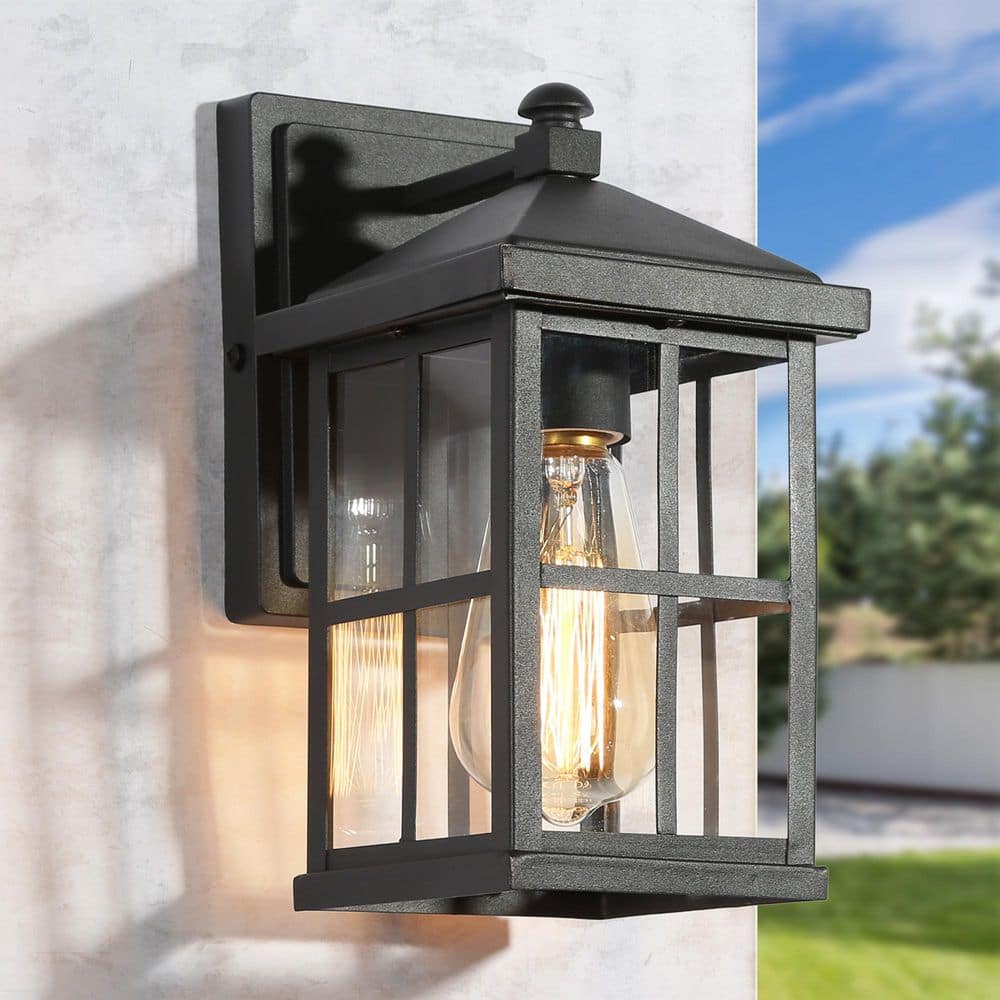 Reviews for LNC 10 in. Modern Black Small Outdoor Lantern Sconce for ...