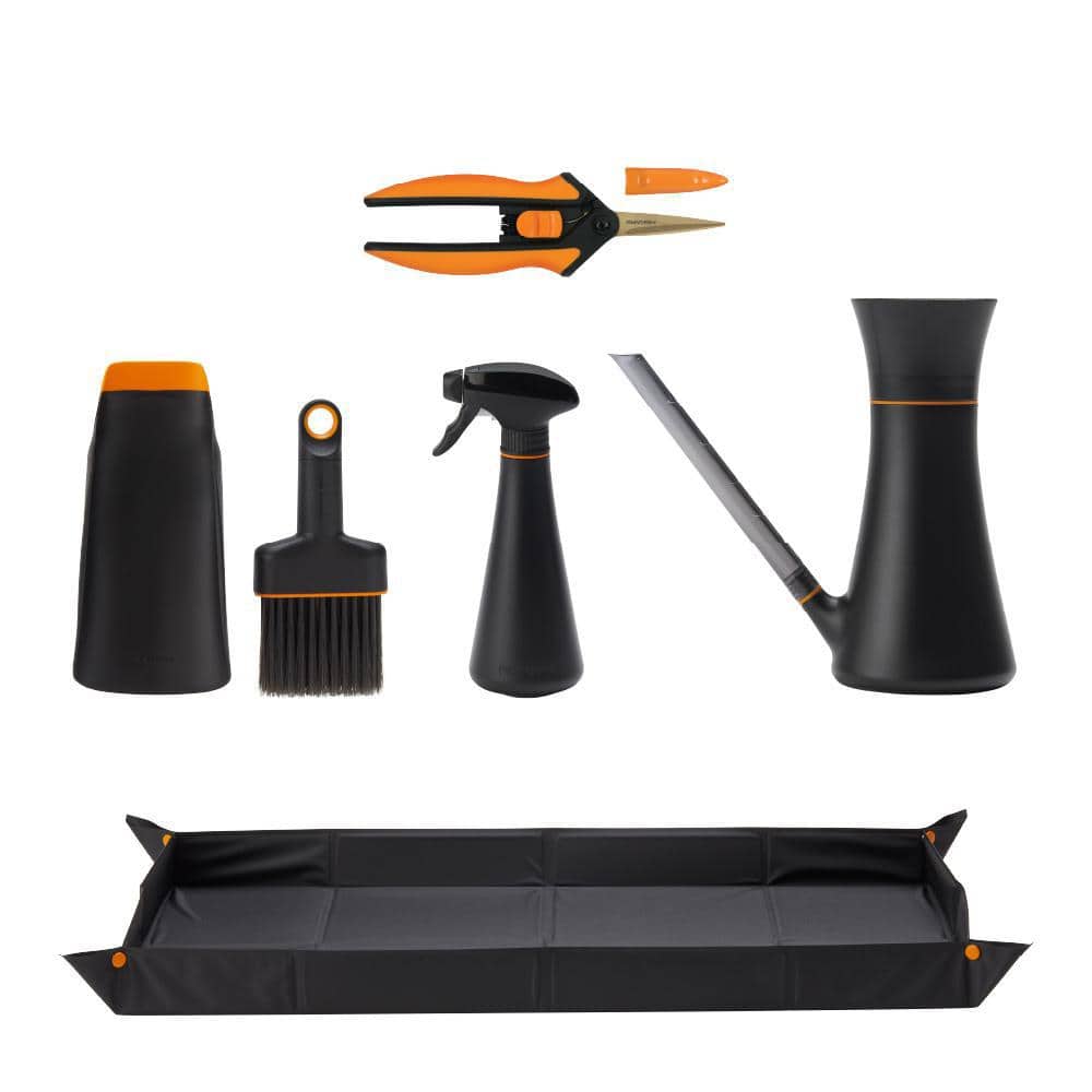 Fiskars Indoor Garden 5-Piece Garden Tool Set- Watering Can, Repotting ...