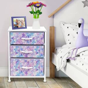 Sorbus 3-Drawer Purple Nightstand 24.62 in. H x 16.5 in. W x 24.62 in ...