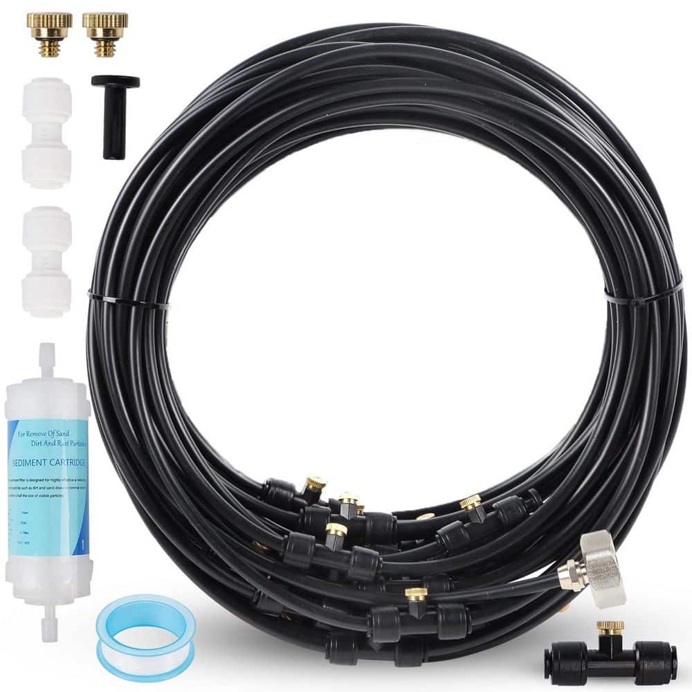 Oyezvary 75 ft. Brass Nozzle Outdoor Misting System Patio Cooling Water ...