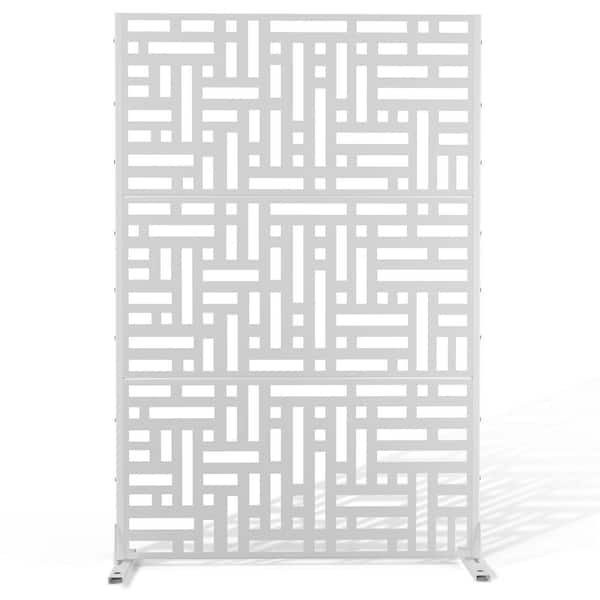 TUYOHW 71 in. x 47 in. White Metal Privacy Screen for Deck, Balcony ...