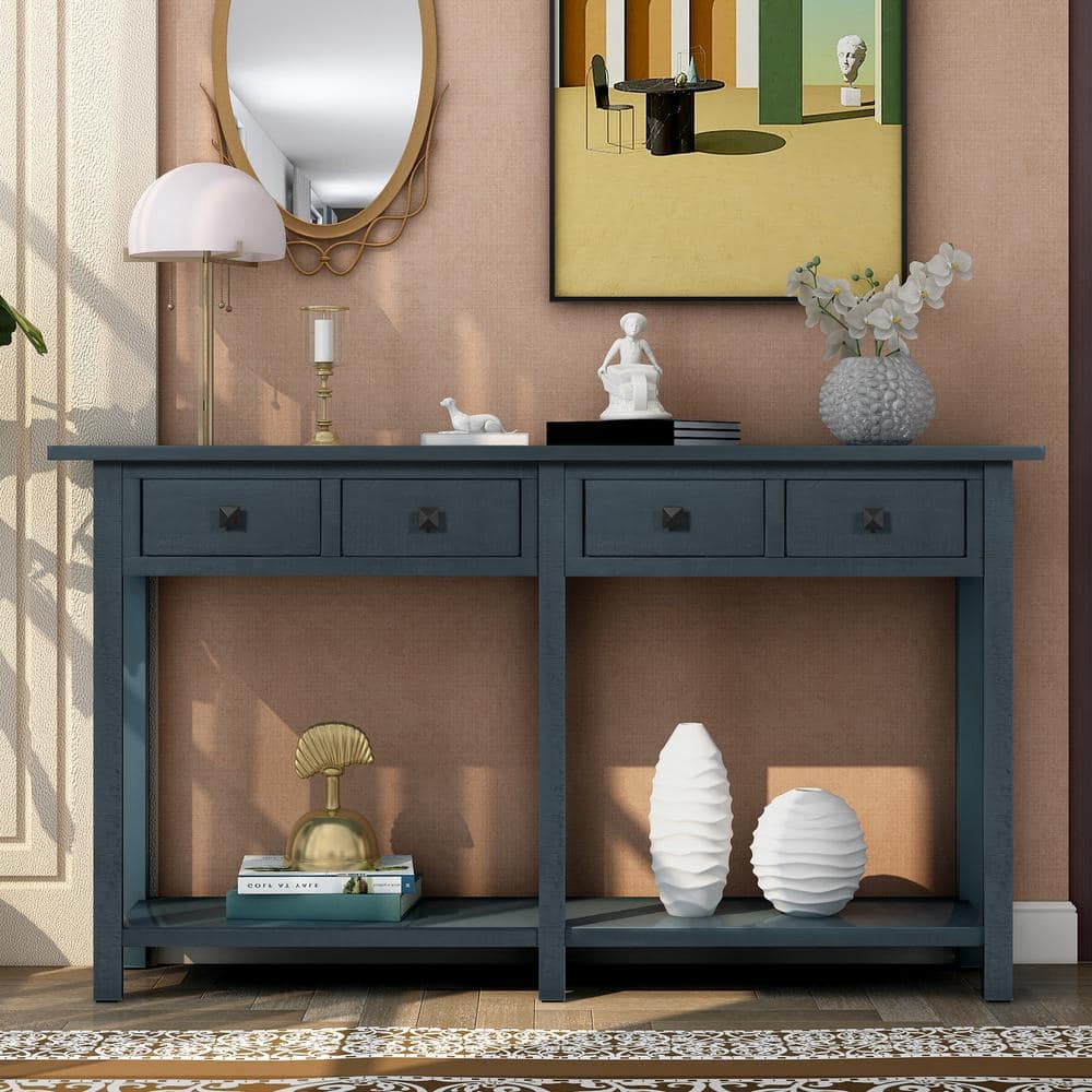 ANBAZAR 59 Inch Long Console Table Sofa Table for Entryway with Drawers ...