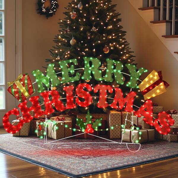 Merry Christmas Lighted Lawn Sign