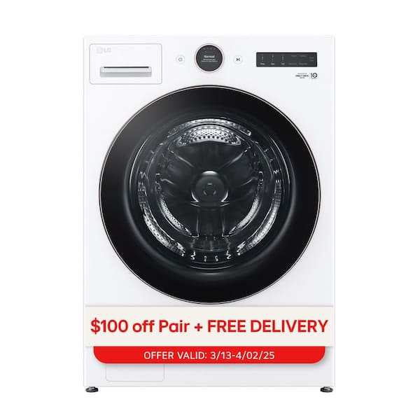 LG 5.0 cu. ft. Stackable Smart Front Load Washer in White with AI ...