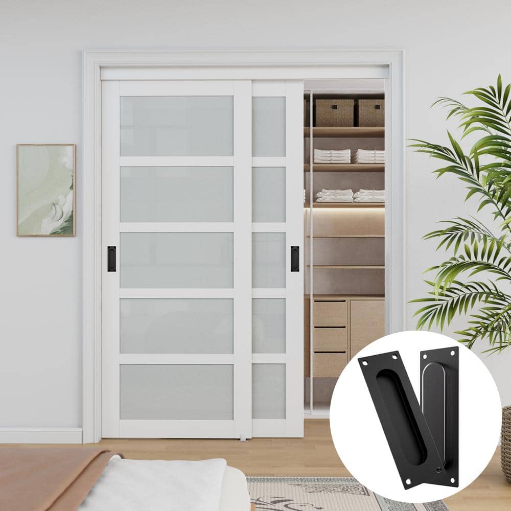 ARK DESIGN 60 in. x 80 in. 5-Lite Tempered Frosted Glass Primed White ...