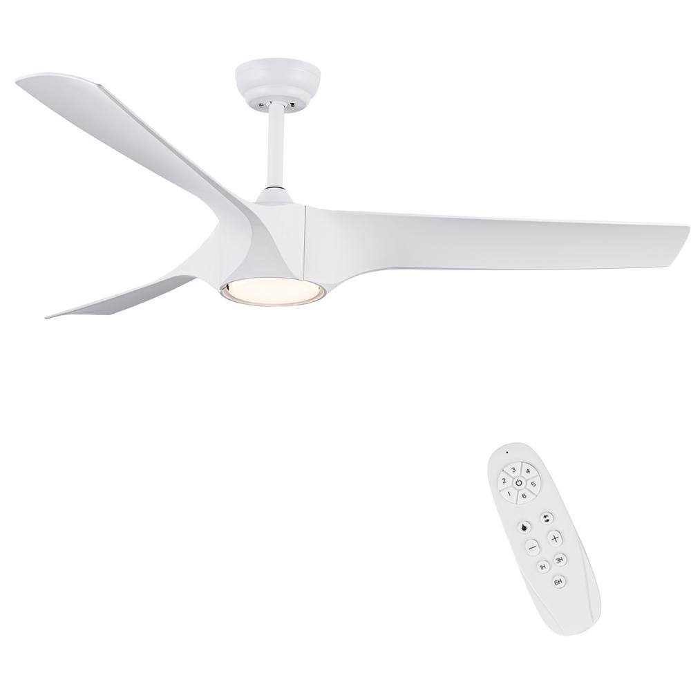 PUDO 56 in. Integrated LED Indoor White Ceiling Fan Lighting with ...