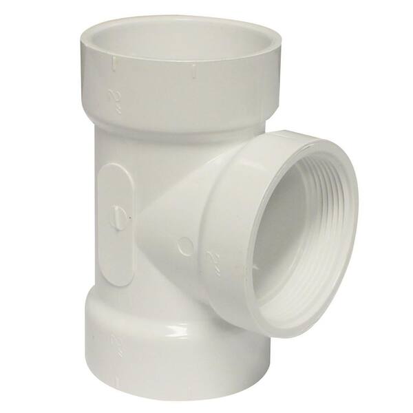 IPEX 2 in. PVC DWV Hub x Hub x FPT Test Tee 755236 - The Home Depot