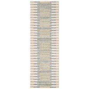 Nourison Nordic Ivory Blue 8 ft. x 10 ft. Geometric Contemporary Area ...