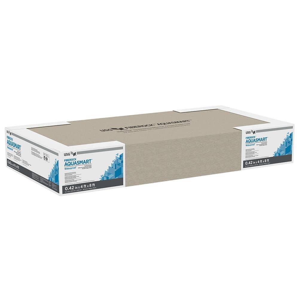 USG Fiberock Brand 0.42 in. x 4 ft. x 8 ft. AquaSmart Tile Backerboard ...
