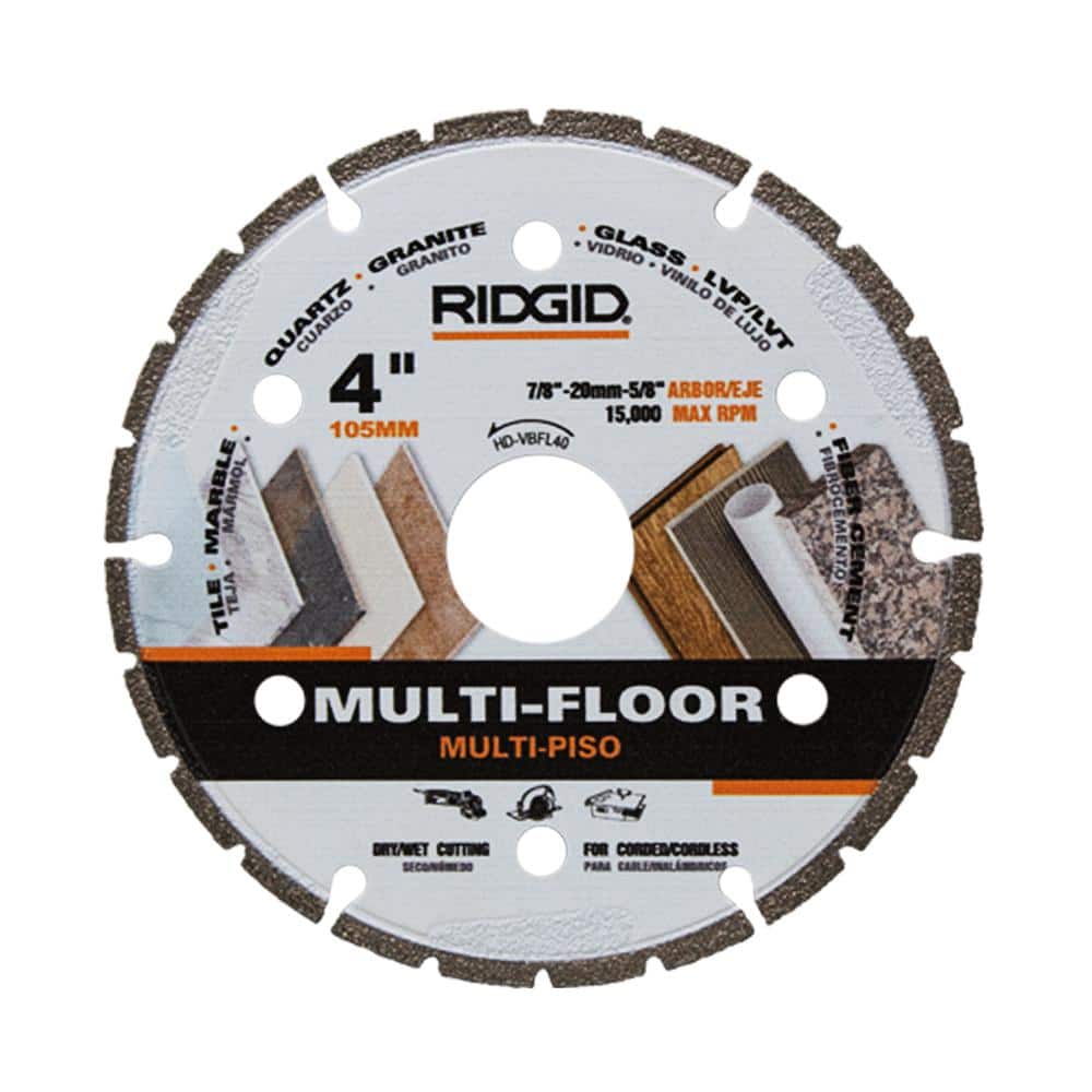 RIDGID 4 in. Segmented Rim Multi-Flooring Diamond Blade HD-VBFL40 - The ...