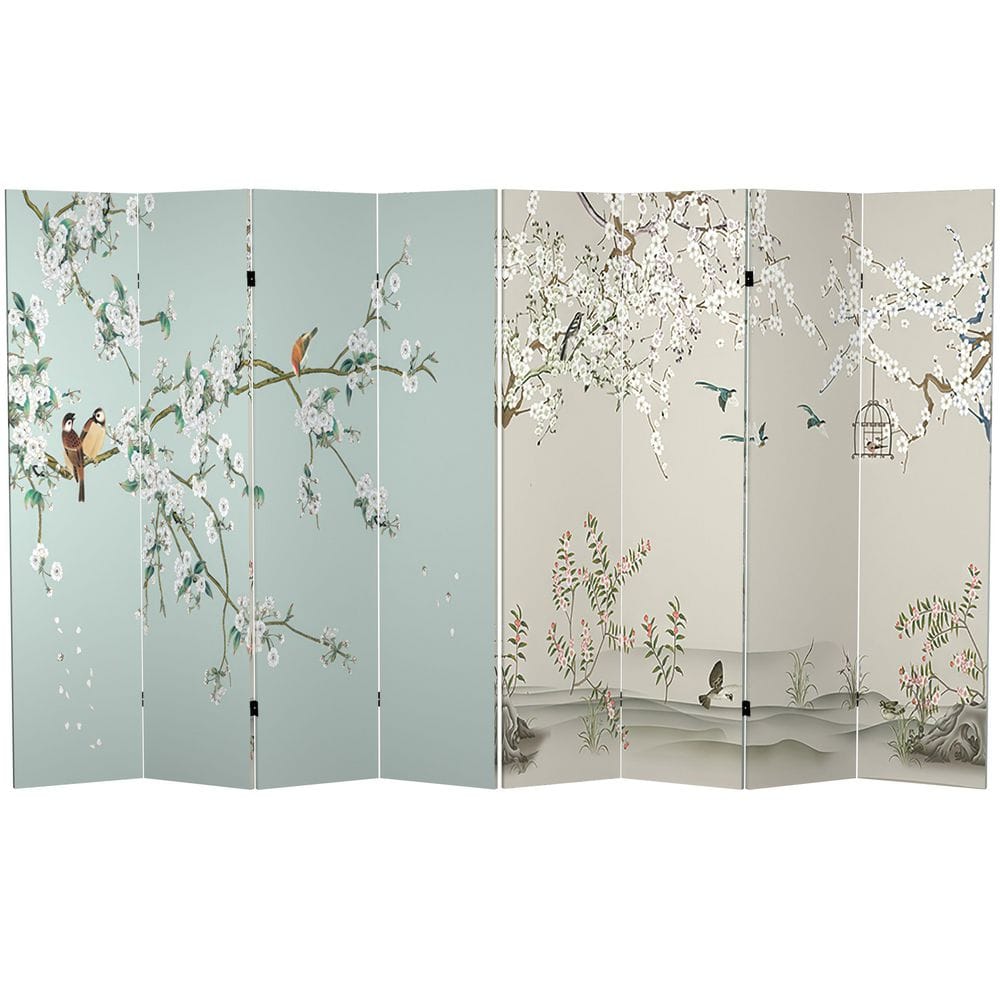 RED LANTERN 71 in. Birds and Blossoms 4-Panel Room Divider CV-BIRDS3 ...