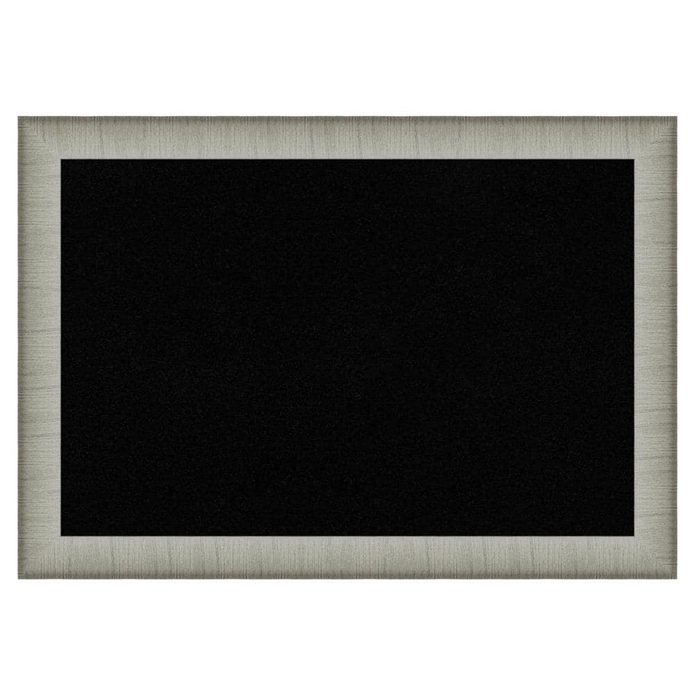 Amanti Art Elegant Brushed Pewter Narrow Framed Black Corkboard 27 in ...