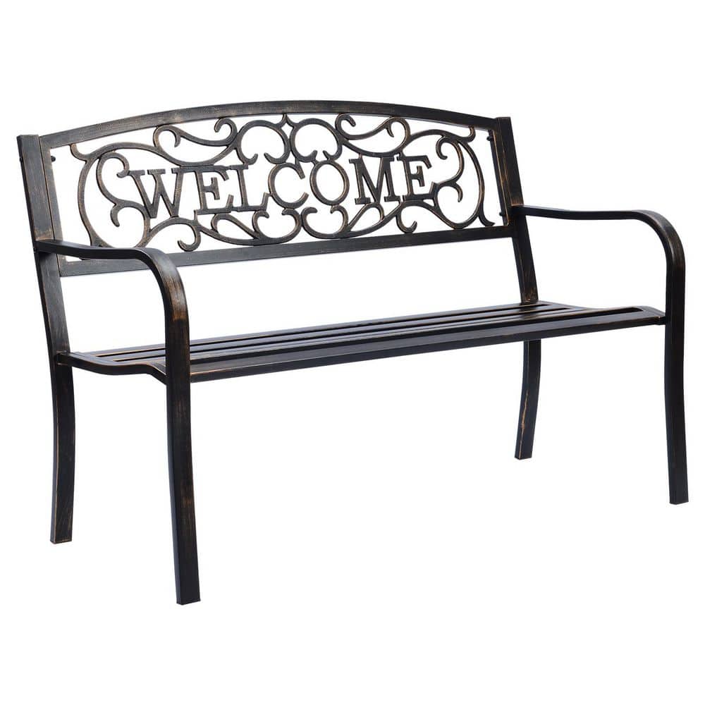 Patio Premier Bronze Premier Welcome Metal Patio Park Bench 243047 ...