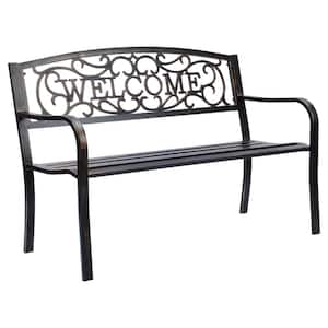 Alpulon 2-Person Bronze Metal Outdoor Bench ZY1C0426 - The Home Depot