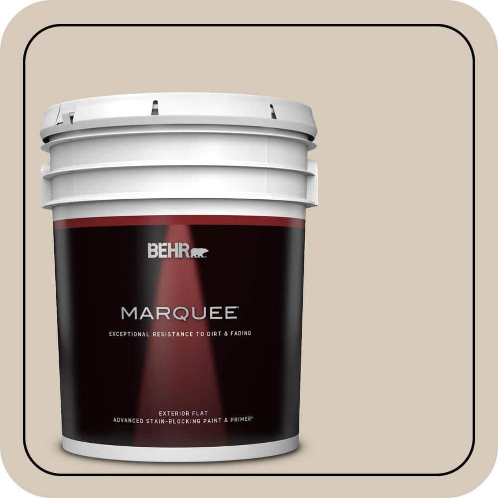 BEHR MARQUEE 5 gal. #PPU5-12 Almond Wisp Flat Exterior Paint & Primer ...