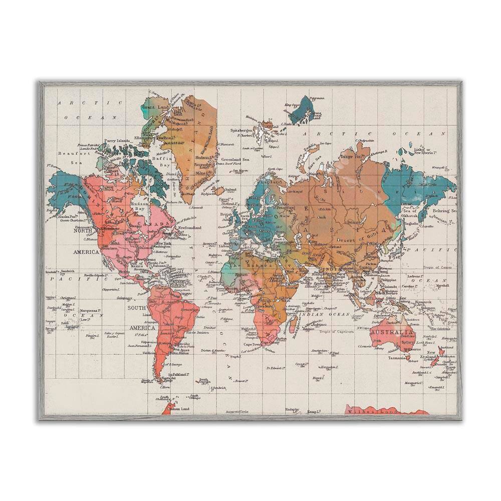 Stupell Industries Detailed Boho World Map by Elizabeth Medley Gray ...