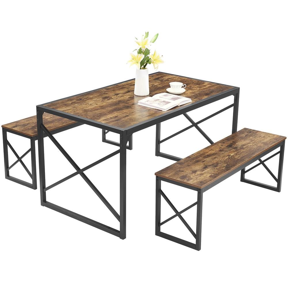 VECELO Dining Table Set for 4,55 in. Rectangle Wood Dinner Breakfast ...