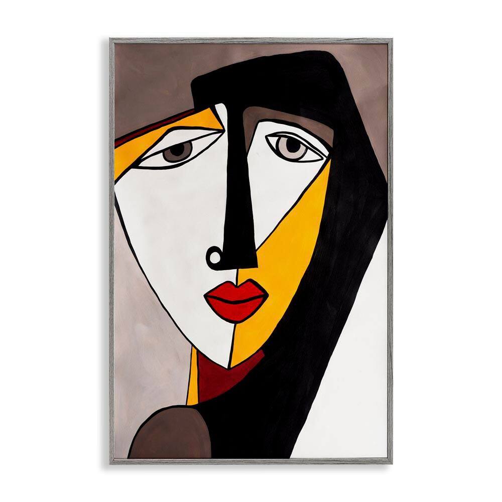 Stupell Industries Cubist Bold Face by Ruth Fromstein Gray Framed ...