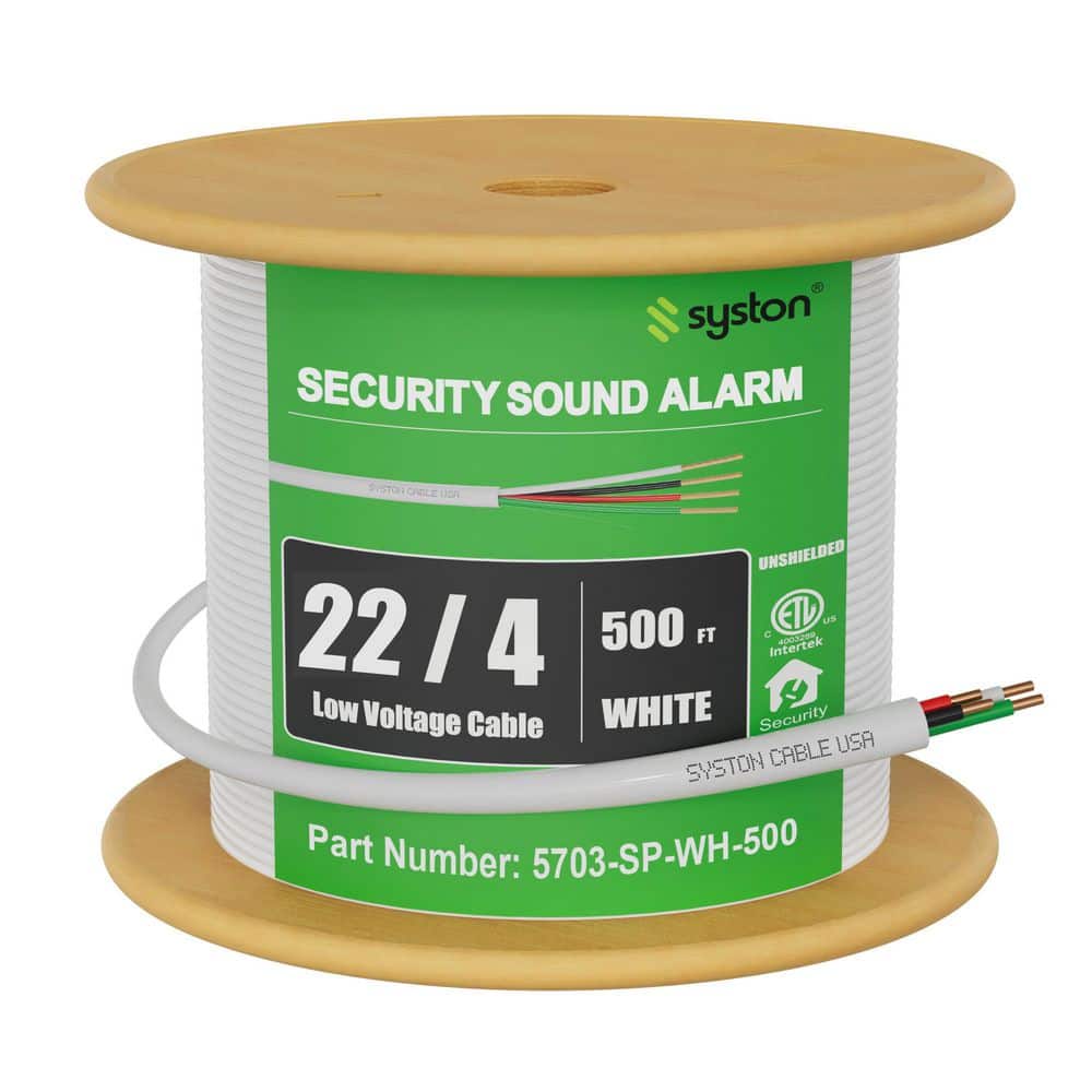 Syston Cable Technology 500 ft. 22/4 White CMP Plenum Rated Stranded-Unshielded Bare Copper ...