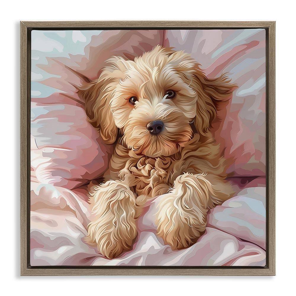 Stupell Industries Cuddling Labradoodle Bed by Jim Baldwin Brown ...